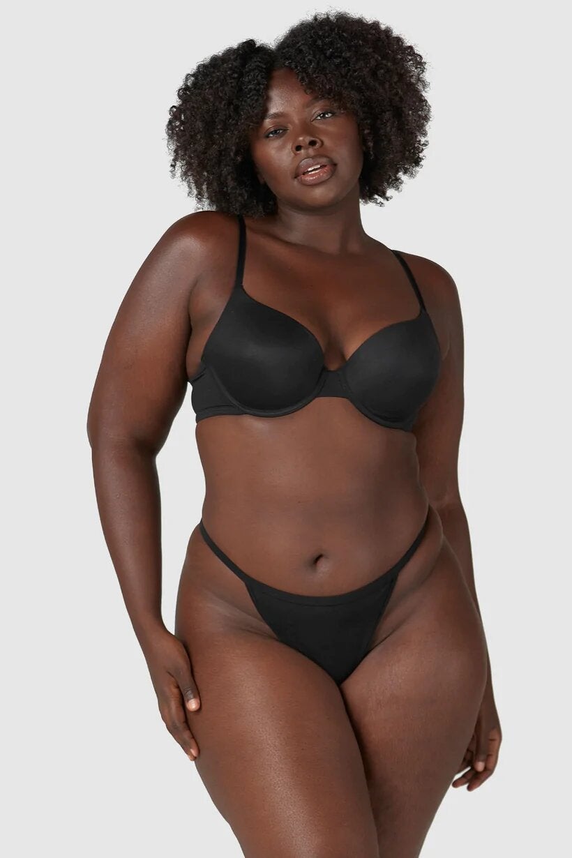 Lounge Sculpt Push Up T Shirt Bra And G String Briefs Set Black
