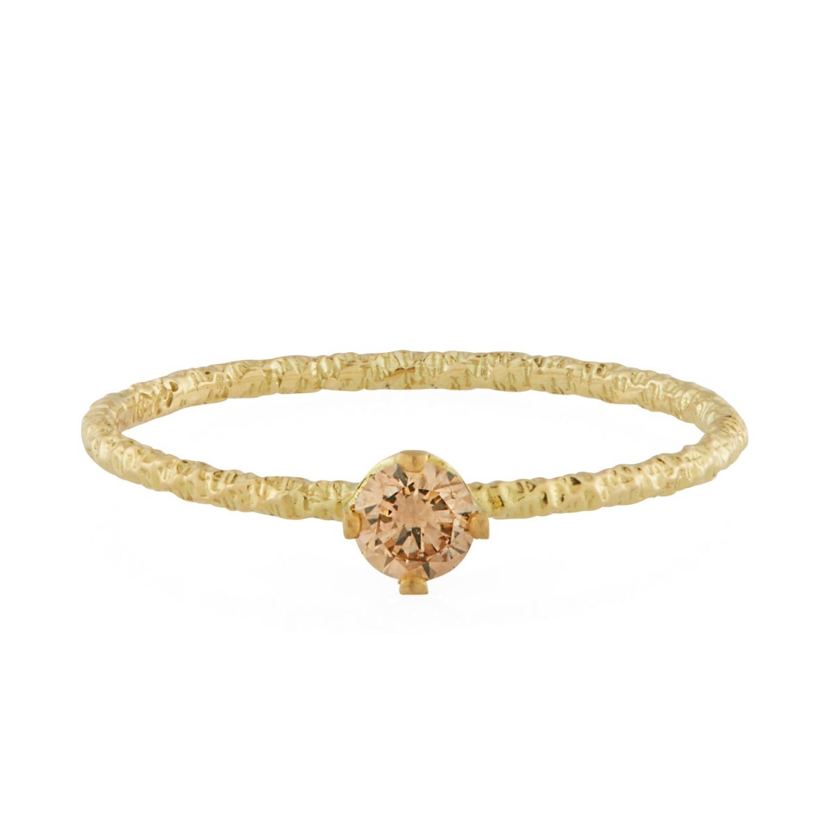 Catbird + Homespun Solitaire Ring, Champagne Diamond