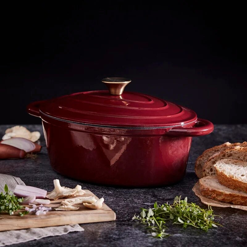 Tower + Barbary & Oak Oval Cast Iron Casserole Pan With Durable Enamel ...