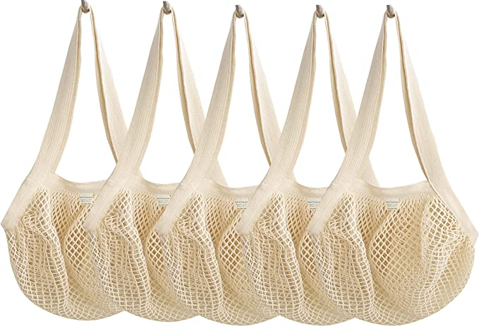 Whitewrap + Cotton Mesh String Reusable Bag, 5-Pack
