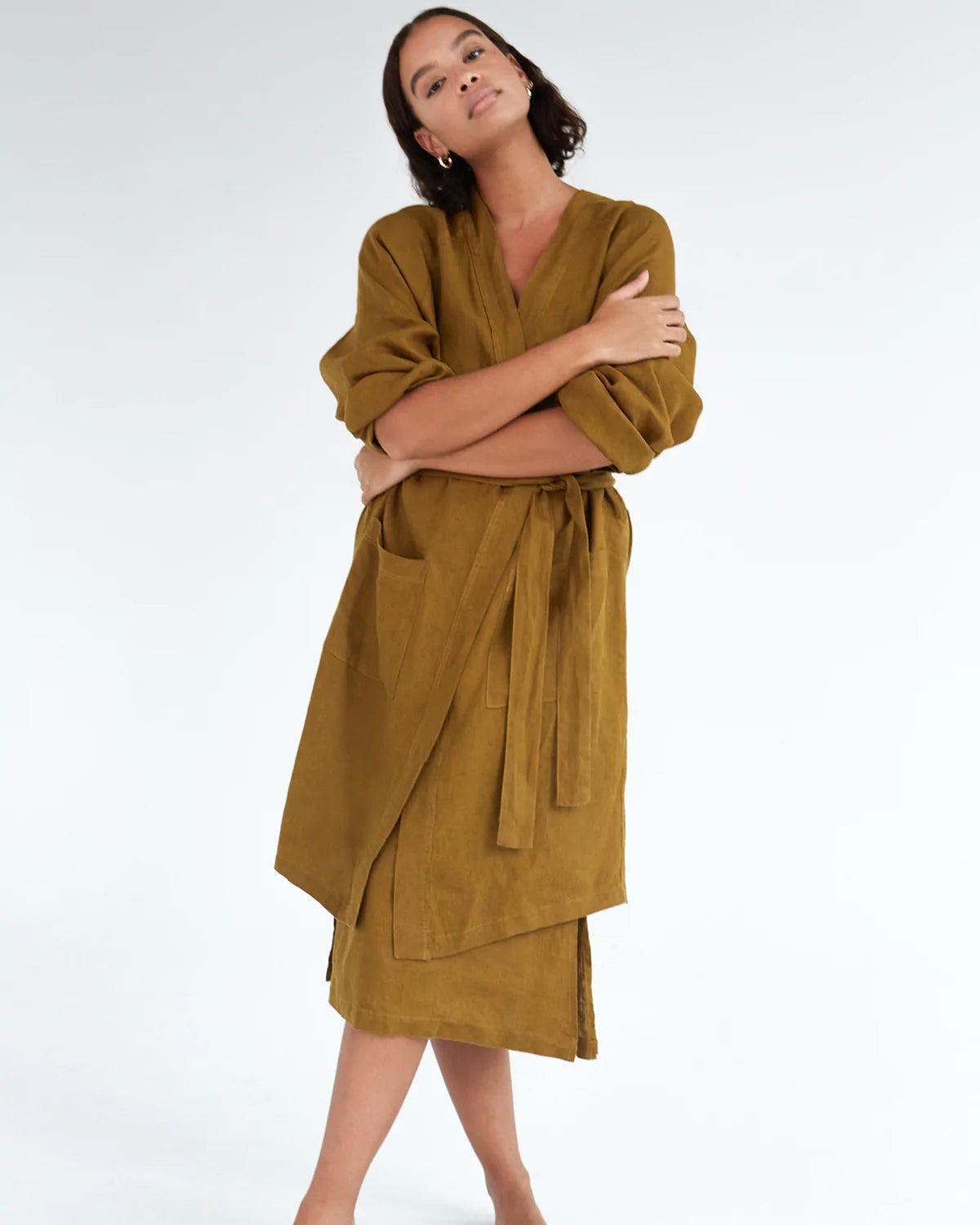 Bed Threads + Khaki French Flax Linen Robe