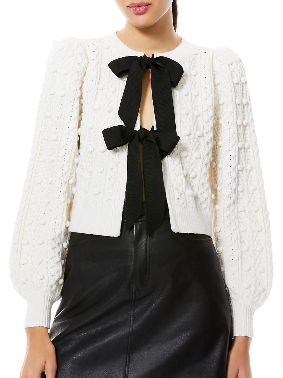 Alice + Olivia + Kitty Puff-Sleeve Cardigan