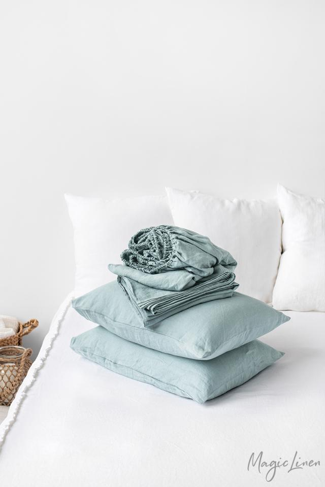 MagicLinen + Dusty Blue Linen Sheet Set (4 PCS)