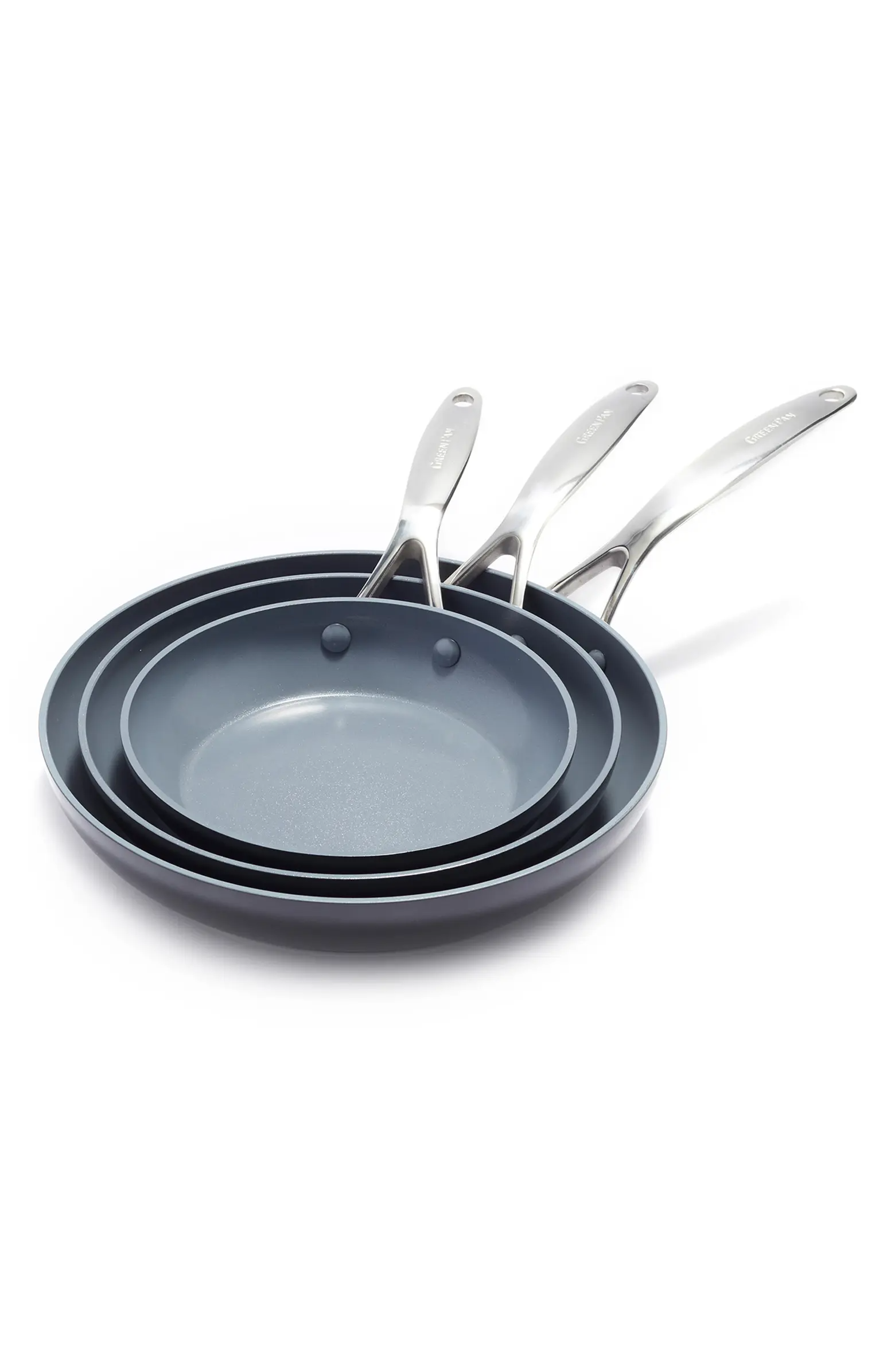 GreenPan + Valencia Pro Set of 3 Ceramic Nonstick Fry Pans