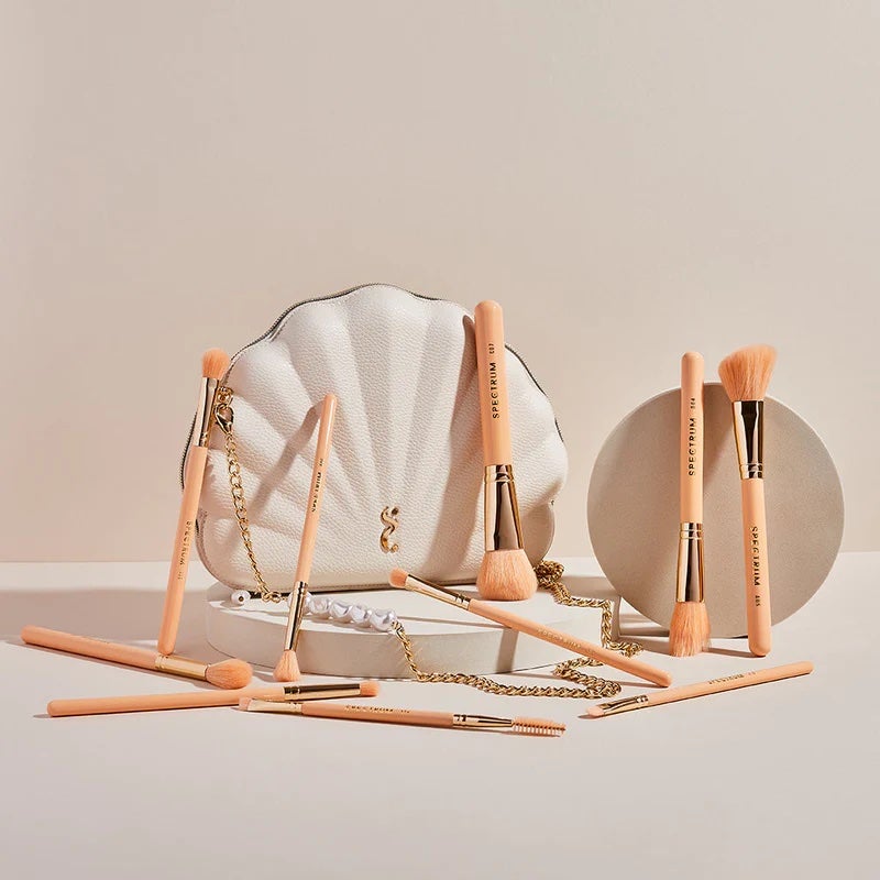 Spectrum + Glam Clam 10 Piece Brush Set in Bag