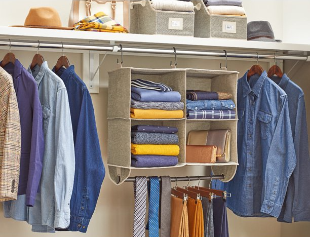 Better Homes & Gardens + 4-Shelf Hanging Closet Organizer with Hanging Rack