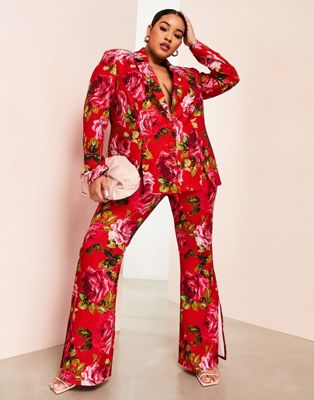 ASOS LUXE Curve + Pixelated Rose Suit Blazer