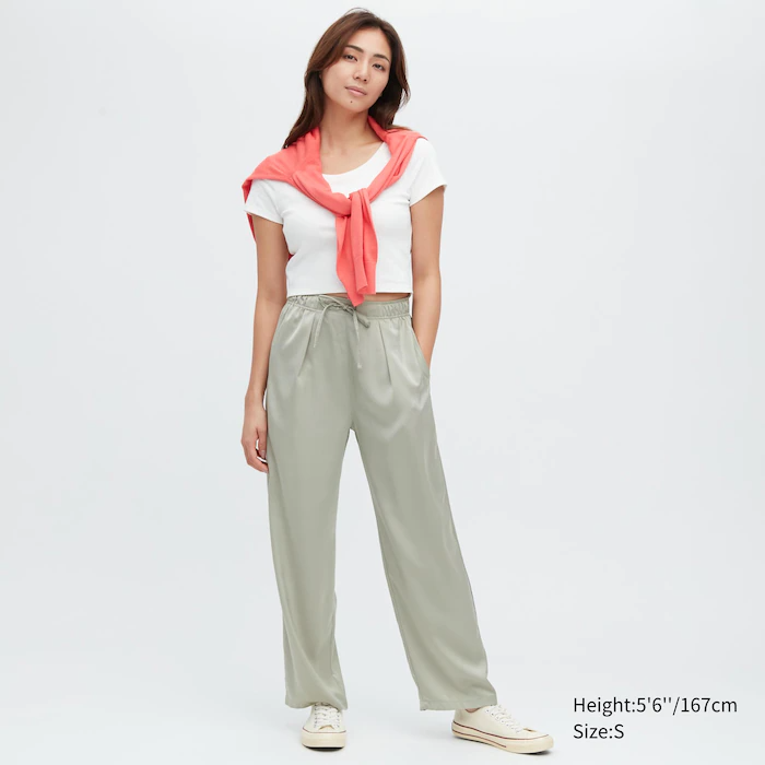 Uniqlo + Satin Drape Straight Pants