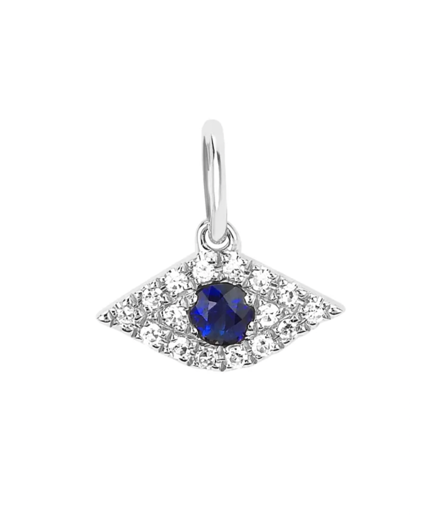 EF Collection + Diamond Evil Eye with Blue Sapphire Necklace Charm