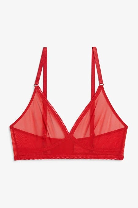 Monki + Red Triangle Mesh Bra