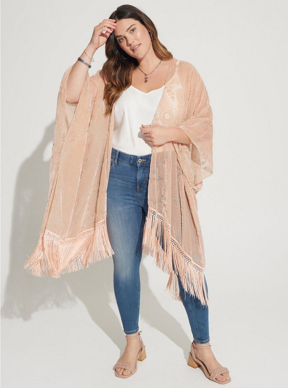 Torrid + Velvet Burnout Fringe Ruana