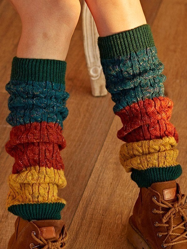Emmiol + Color Block Cable Knit Leg Warmer