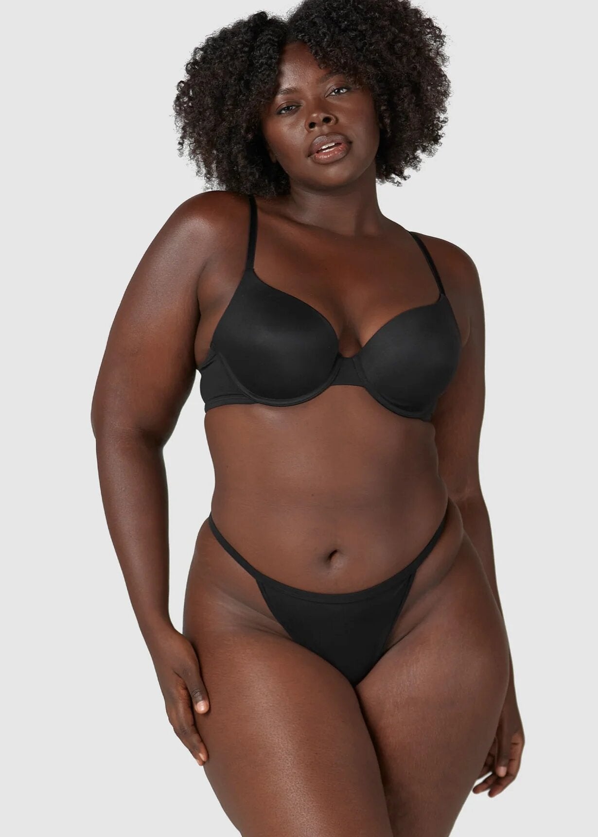 Lounge + Sculpt Push-Up T-Shirt Bra & G-String/Briefs Set – Black