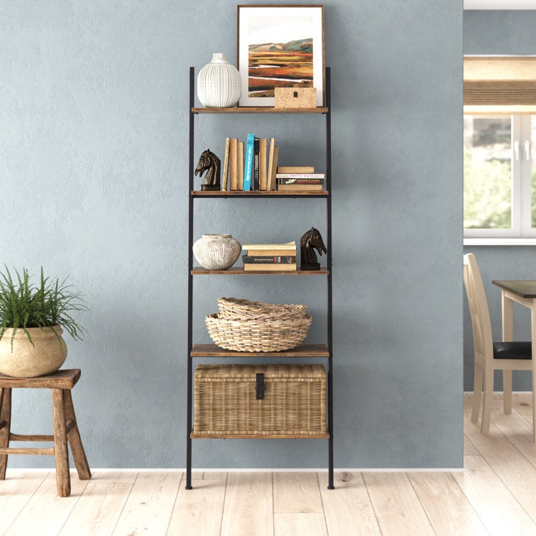 Foundstone + Lacuna 73” H x 25.2” W Steel Ladder Bookcase