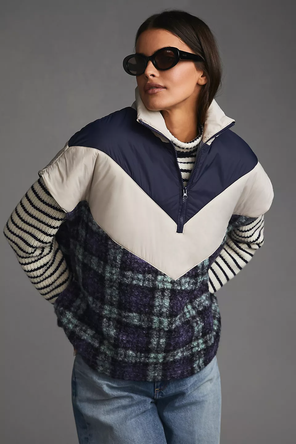 Anthropologie + Plaid Puffer Poncho