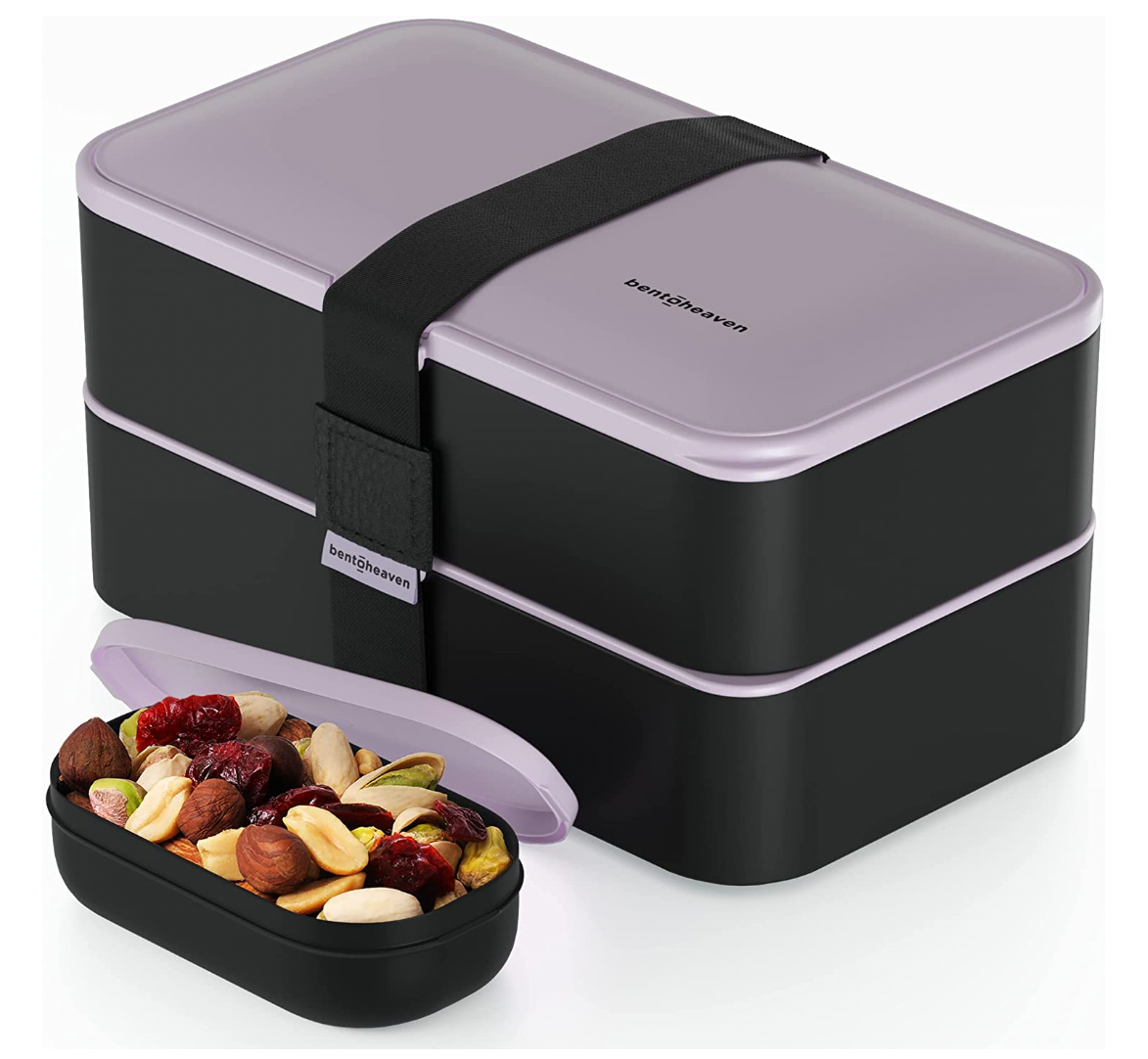 BentoHeaven + 2 Compartment Bento Box with Sauce Container & Utensils