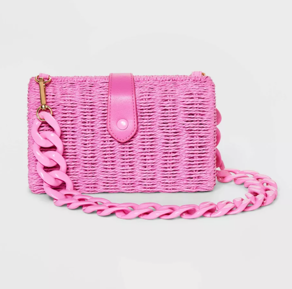 A New Day + Straw Chain Shoulder Handbag in Pink