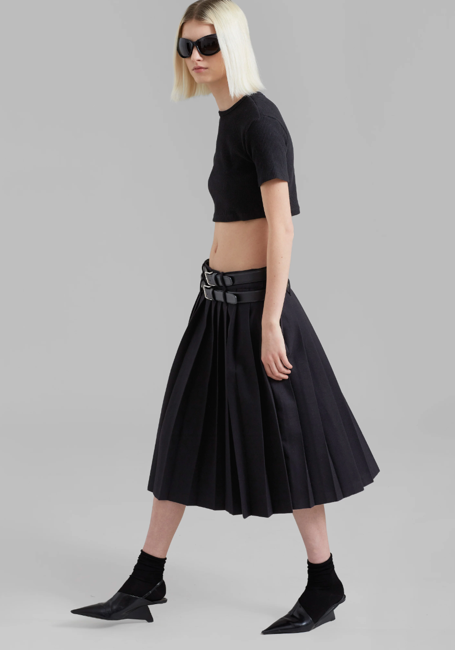 Frankie Shop + Wednesday Belted Pleated Skirt