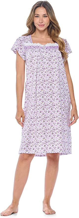 Casual Nights Store + Cap Sleeve Floral Nightgown