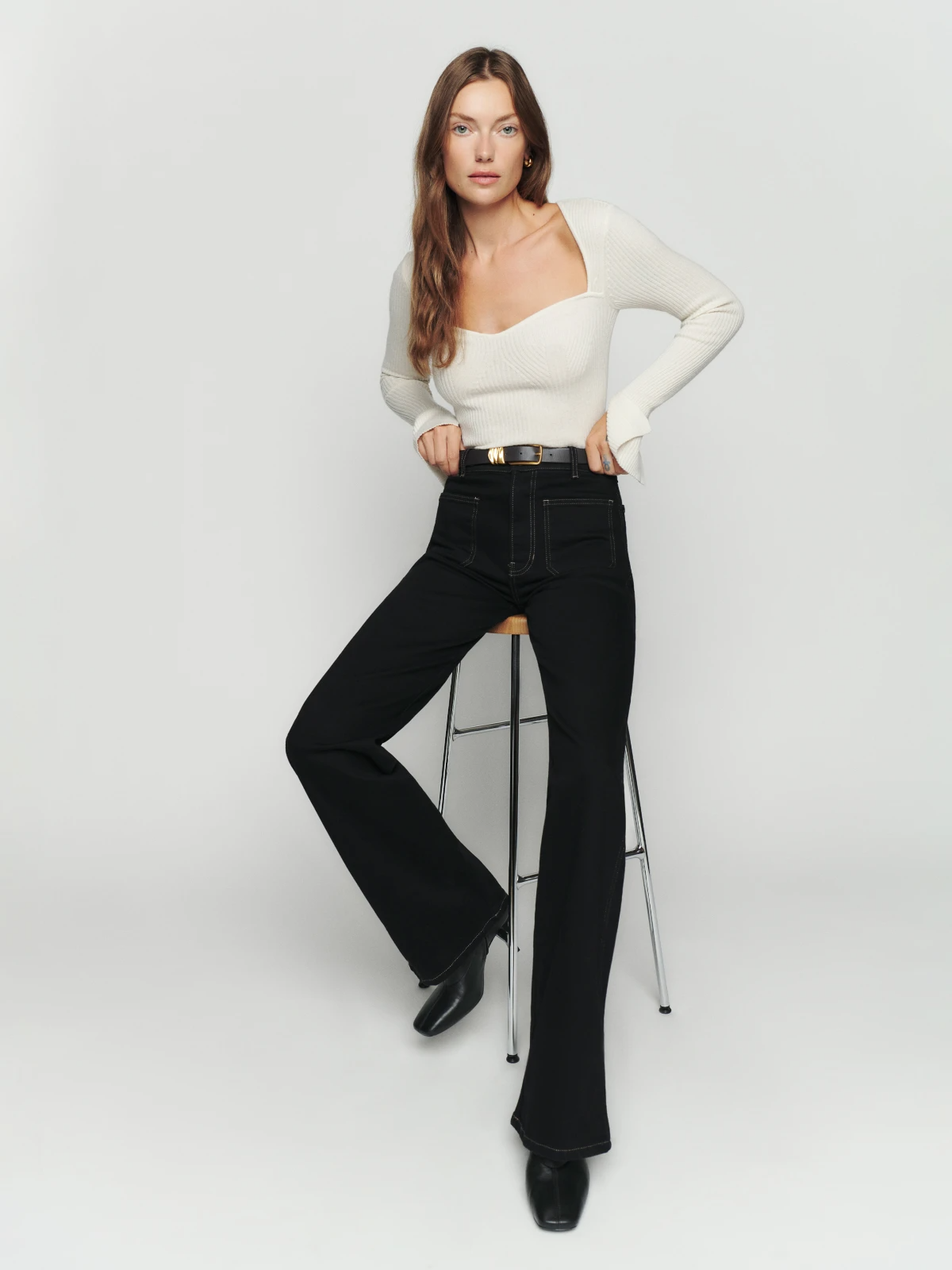 Reformation + Alyssa High Rise Wide Leg Long Jeans