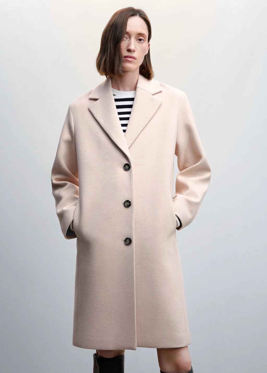 Mango + Buttoned Wool Coat