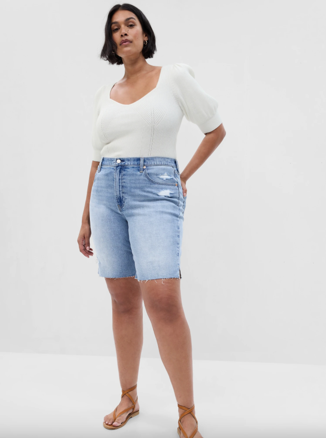 Gap + 10″ High Rise Bermuda Shorts With Washwell