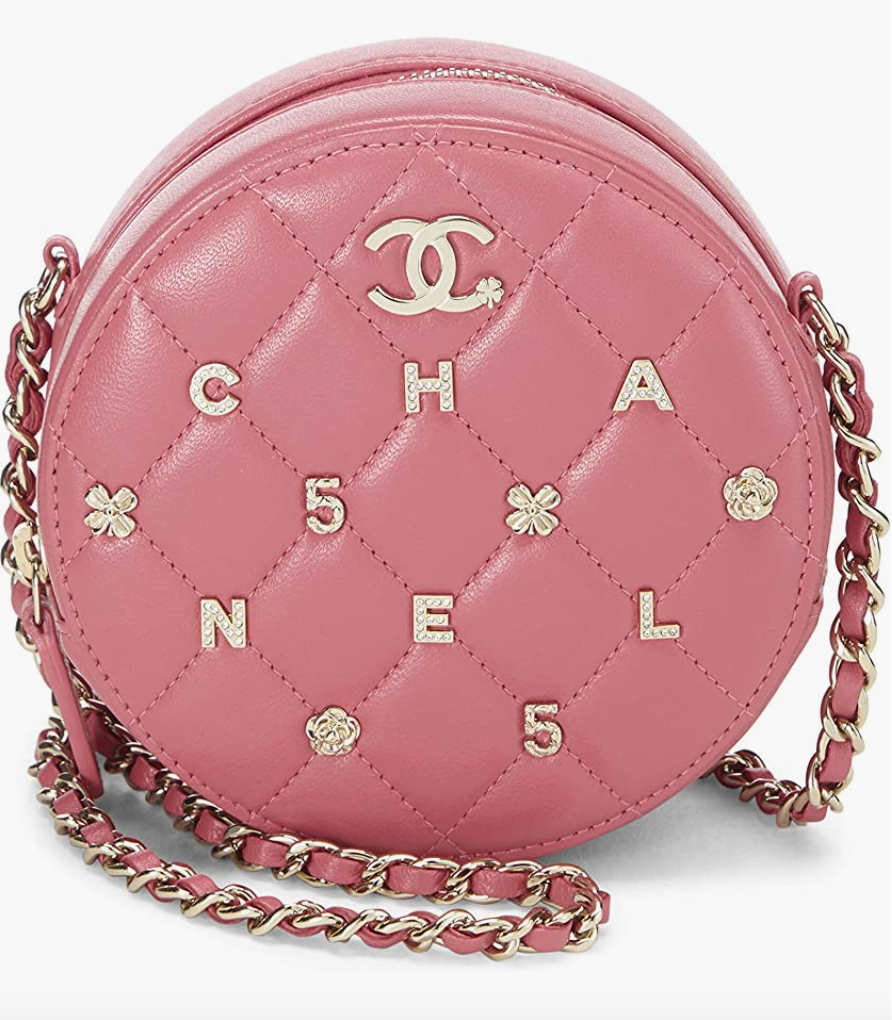 Chanel + Pre-Loved Pink Lambskin Lucky Charm Chain Crossbody