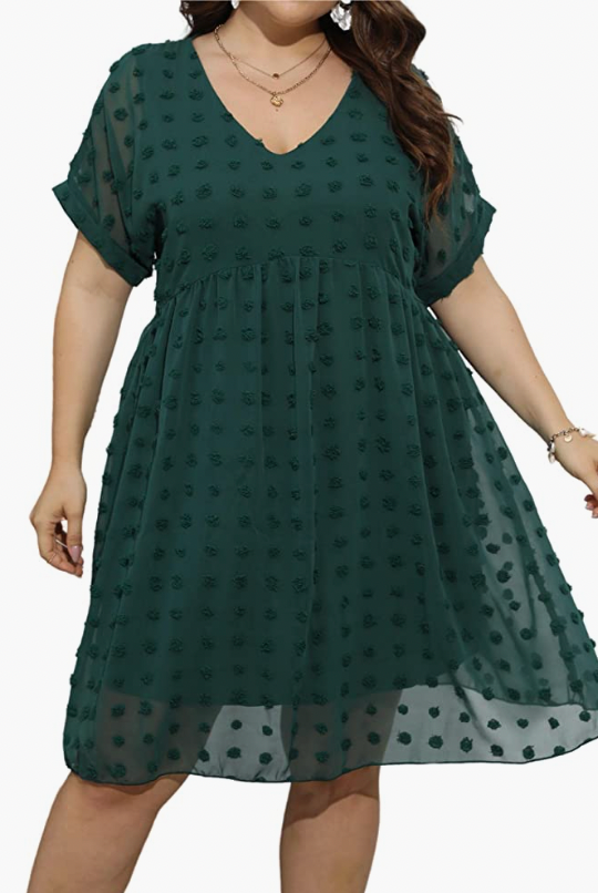 HBEYYTO + Short Sleeve Flowy Mini Dress