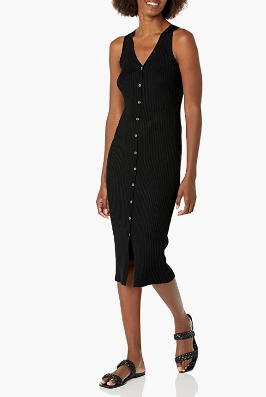Calvin Klein Ribbed Scoop Neck Midi Dress