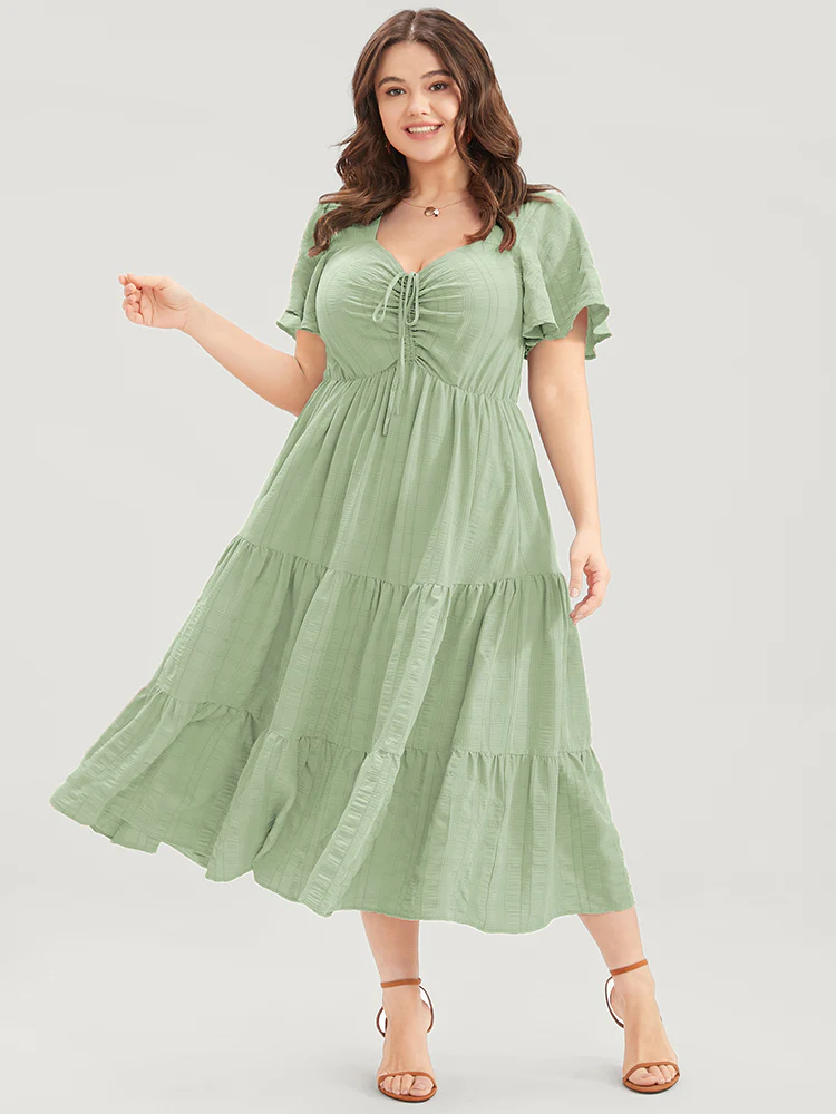 Bloomchic + Plain Ruched Drawstring Pocket Ruffle Tiered Dress Bloomchic + Plain Ruched Drawstring Pocket Ruffle Tiered Dress