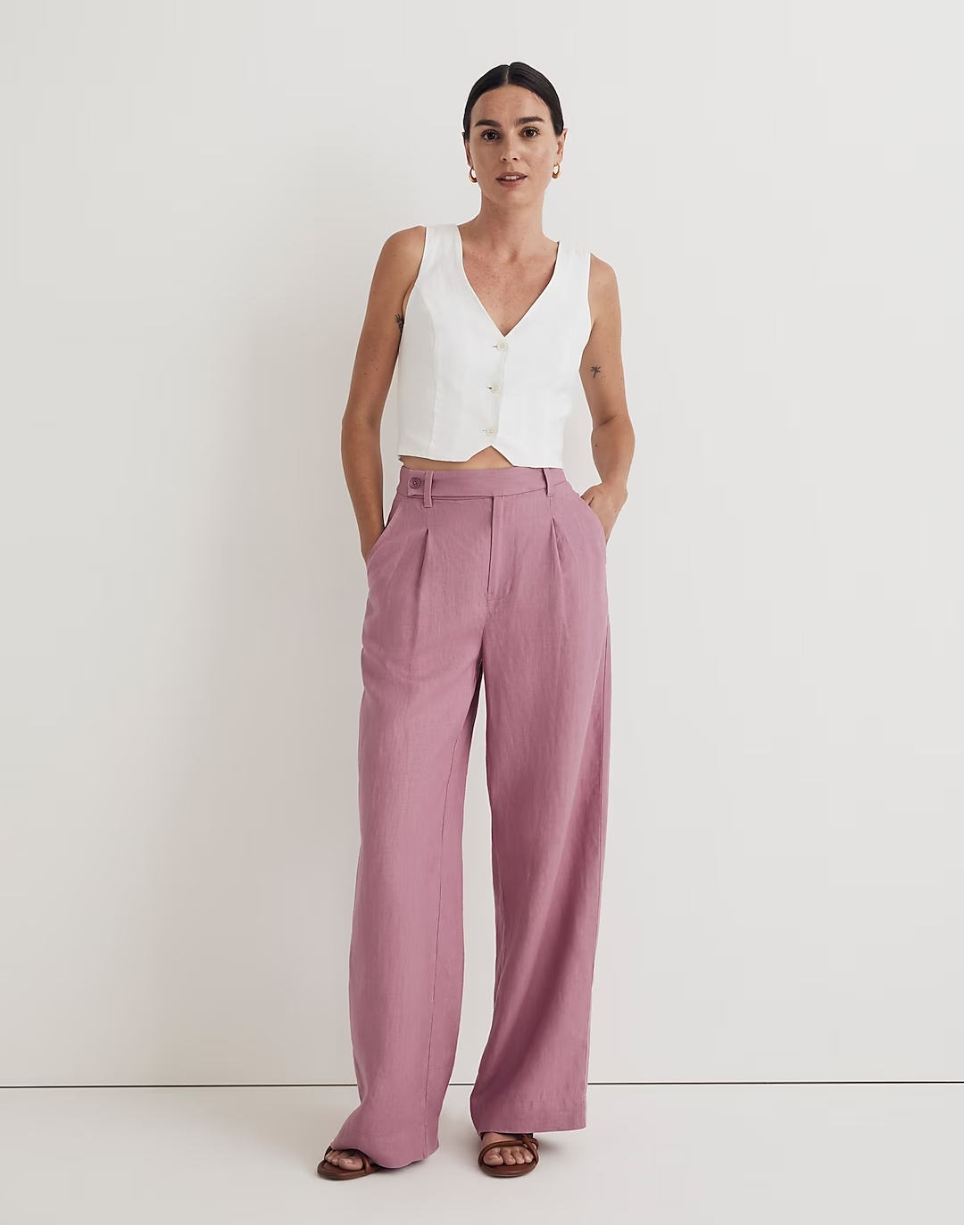 Madewell + The Harlow Wide-Leg Pant in 100% Linen