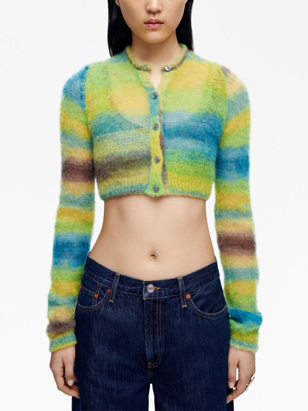 RE/DONE + Marl-Knit Cropped Cardigan