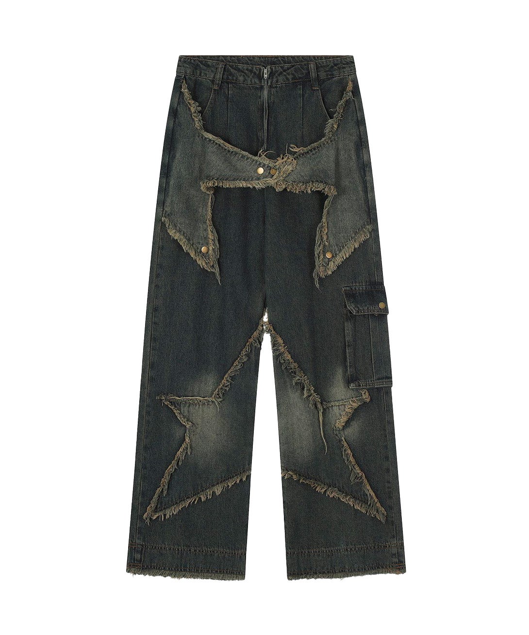 Aelfric Eden + Distressed Effect Patchwork Star Denim Jeans