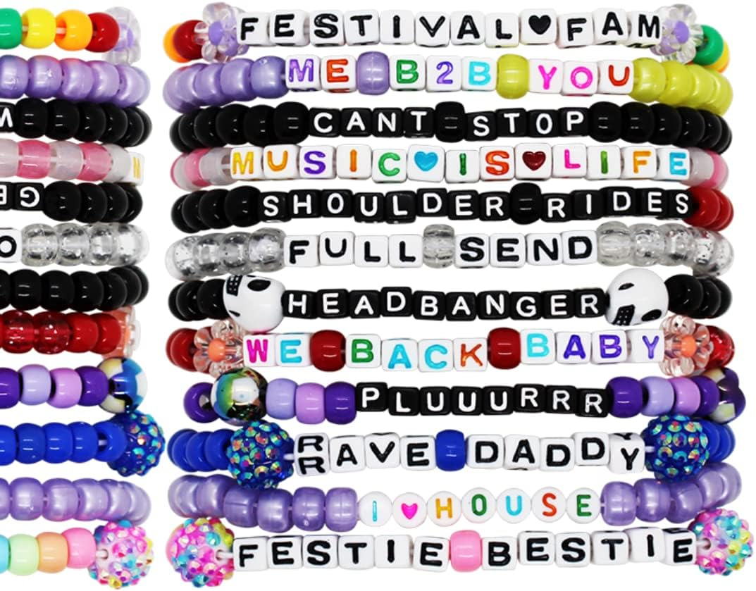 Kandi Bar + EDM Life Rave Bracelets, 12 Pack