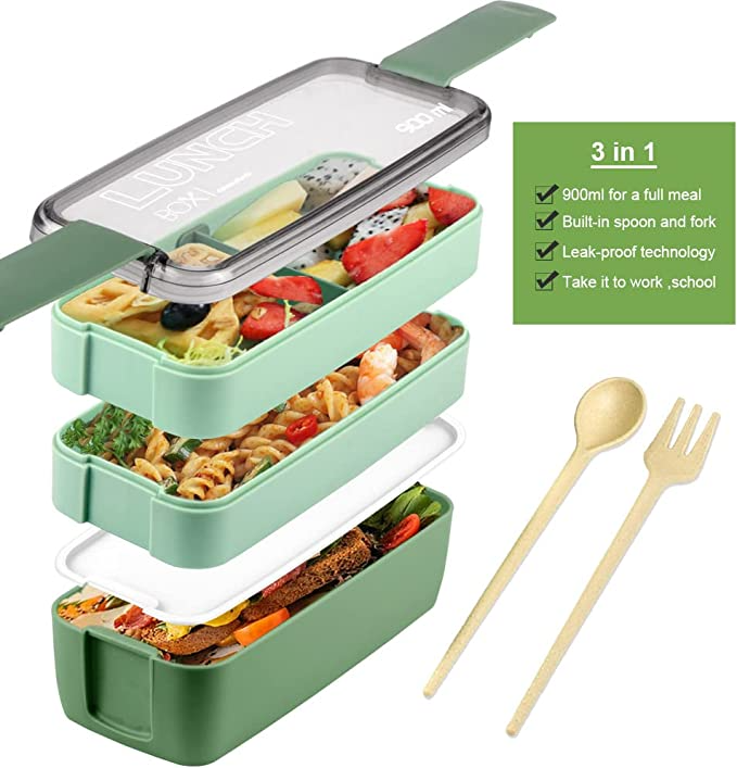 Iteryn + 3-In-1 Compartment Bento Lunch Box