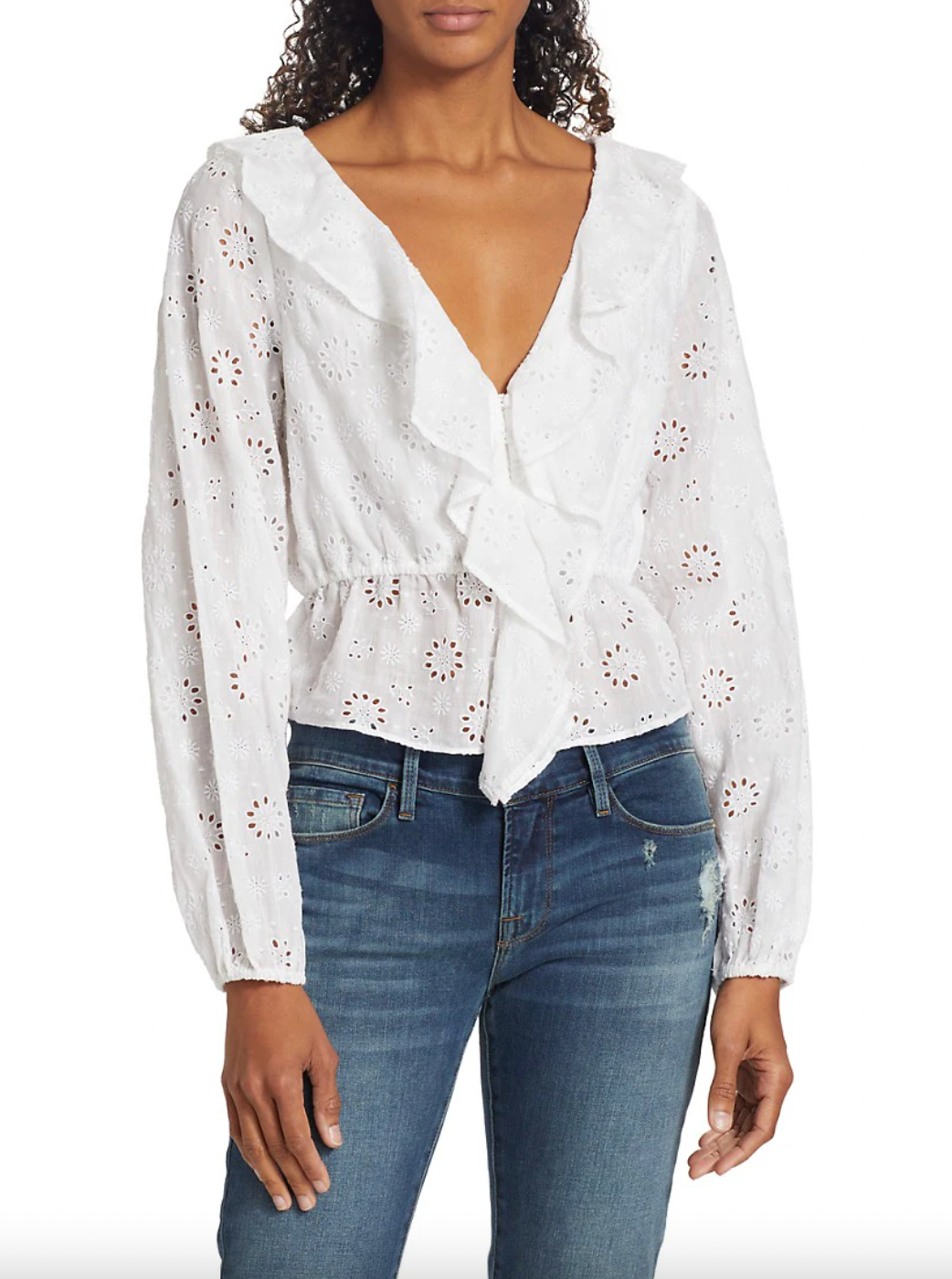 Frame + Ruffled Eyelet Blouse
