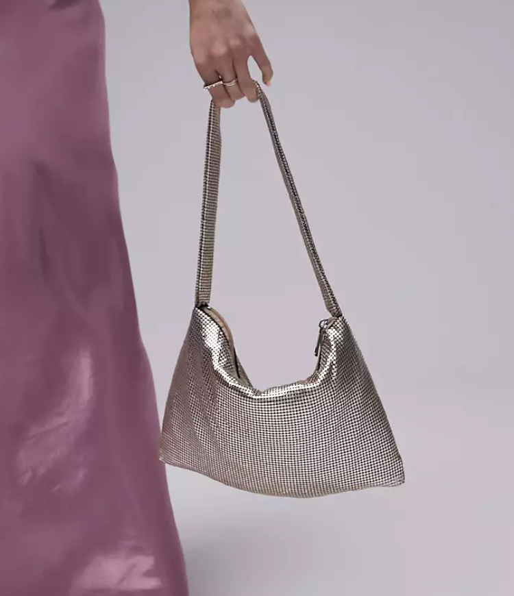 Topshop + Shelli Chainmail Shoulder Bag In Gold