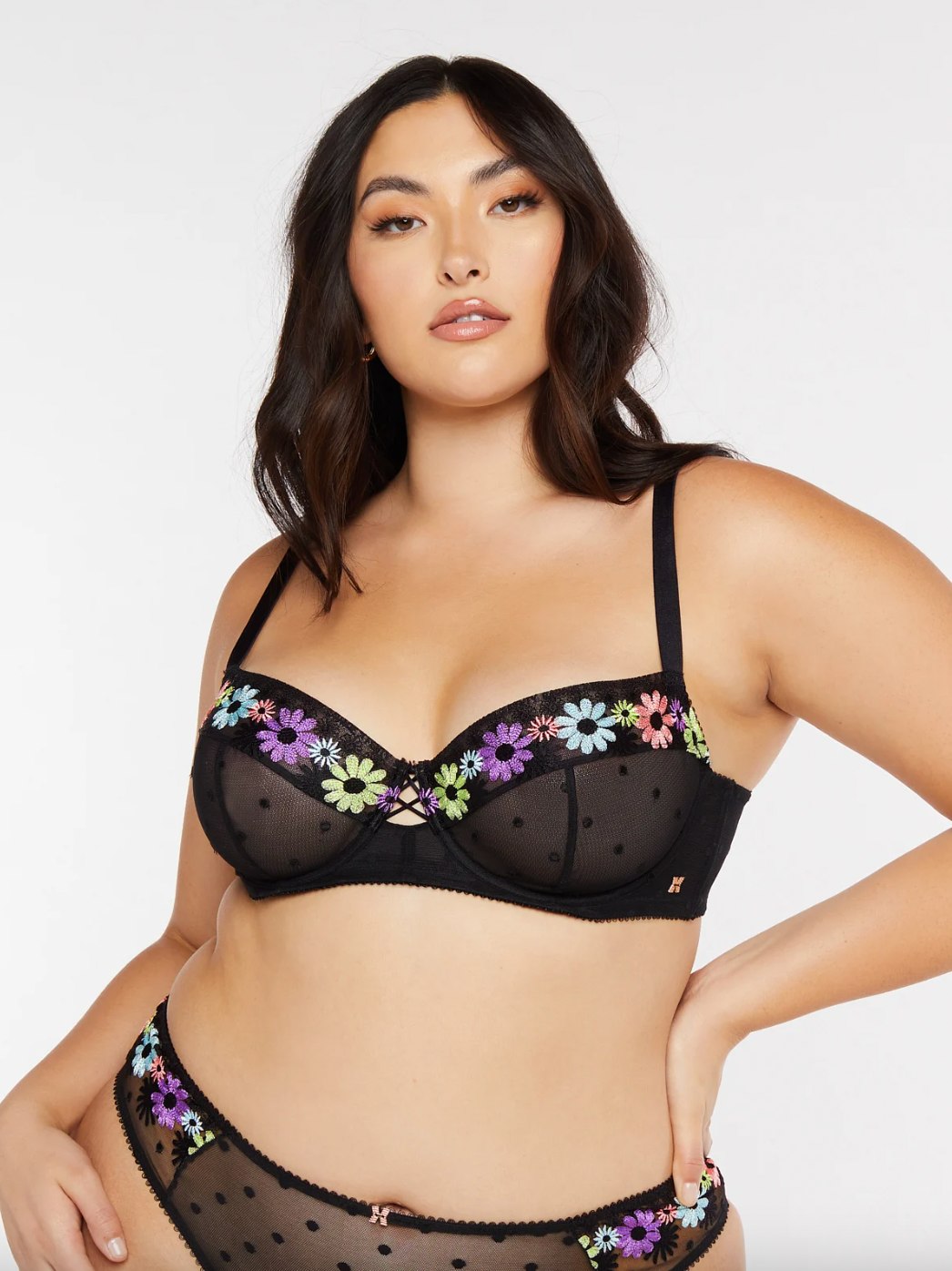 Savage x Fenty + Free Spirit Floral Embroidery Unlined Balconette Bra
