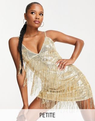 Jaded Rose + Jaded Rose Petite cami mini dress with gold sequin fringing