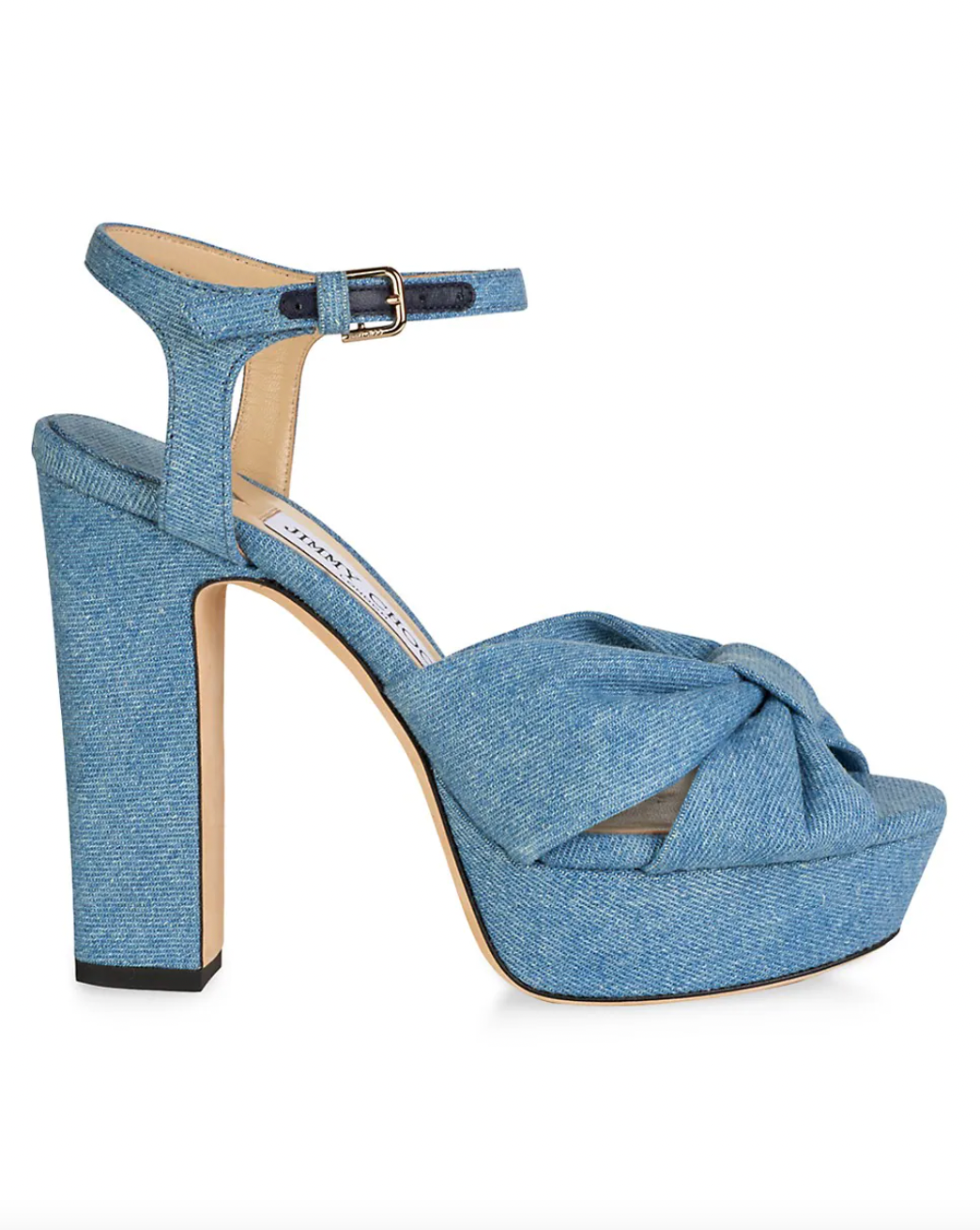 Jimmy Choo + Heloise 120MM Denim Platform Sandals