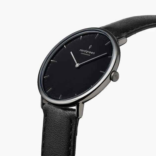 Nordgreen + Native Black Dial – Black Vegan Leather