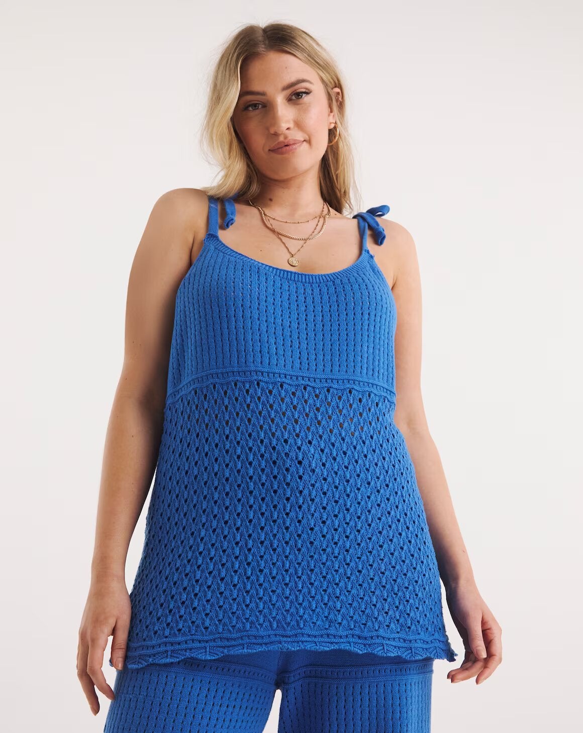 Simply Be + Bright Blue Crochet Cami Co-ord