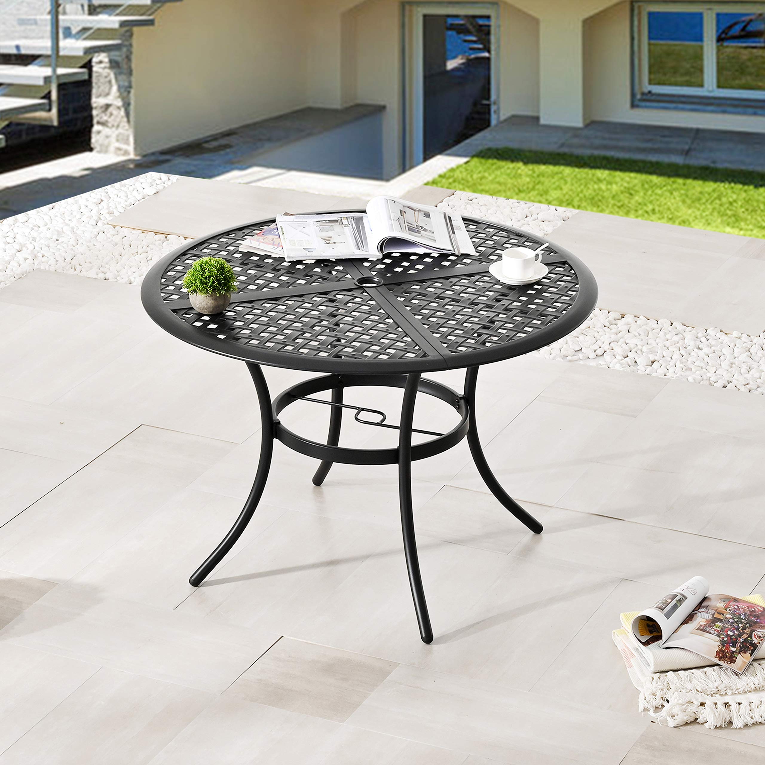 LOKATSE HOME + Outdoor Round Iron Metal Dining Table