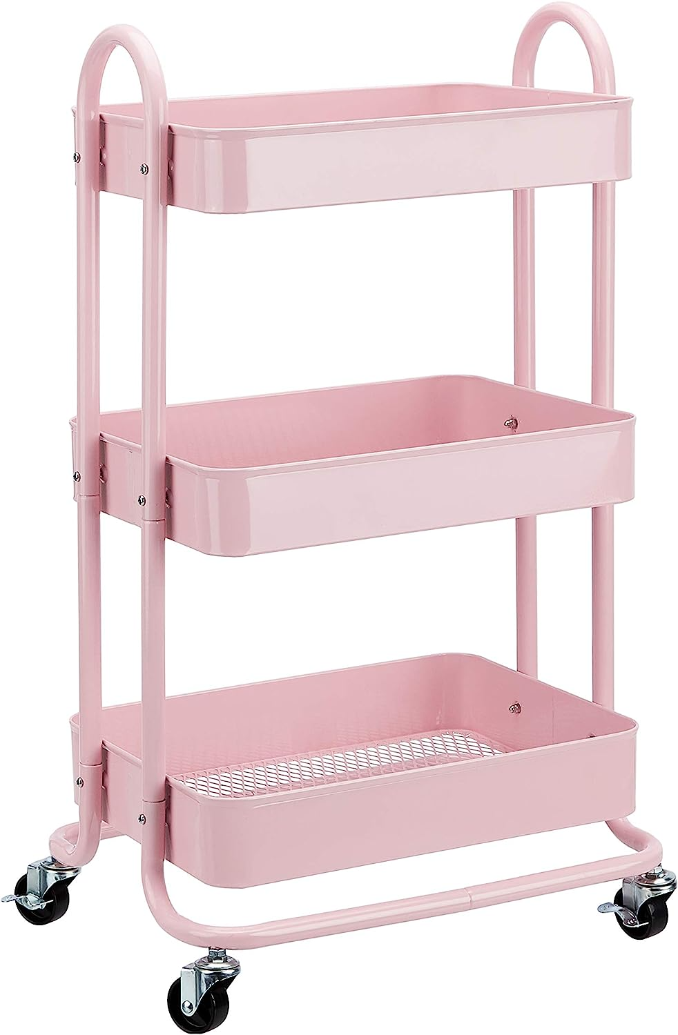 Amazon Basics + 3-Tier Rolling Utility or Kitchen Cart – Dusty Pink