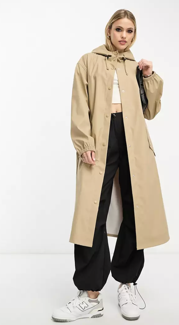 ASOS DESIGN + Tall Rubberised Rain Parka Coat