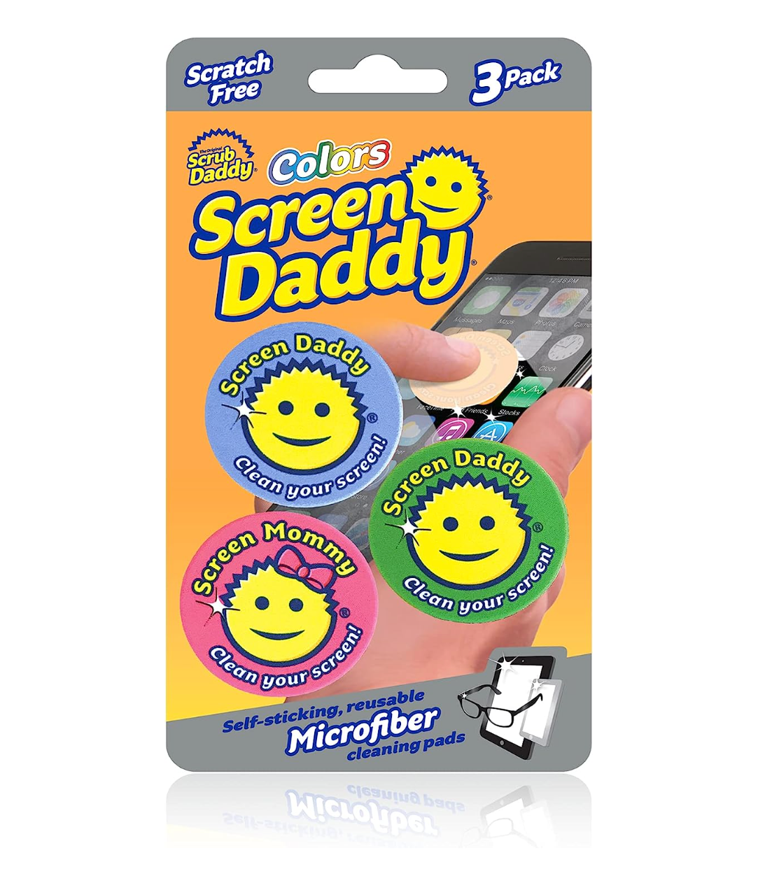 Scrub Daddy + Screen Daddy Colors Microfiber Cloth Pads – 3 Count