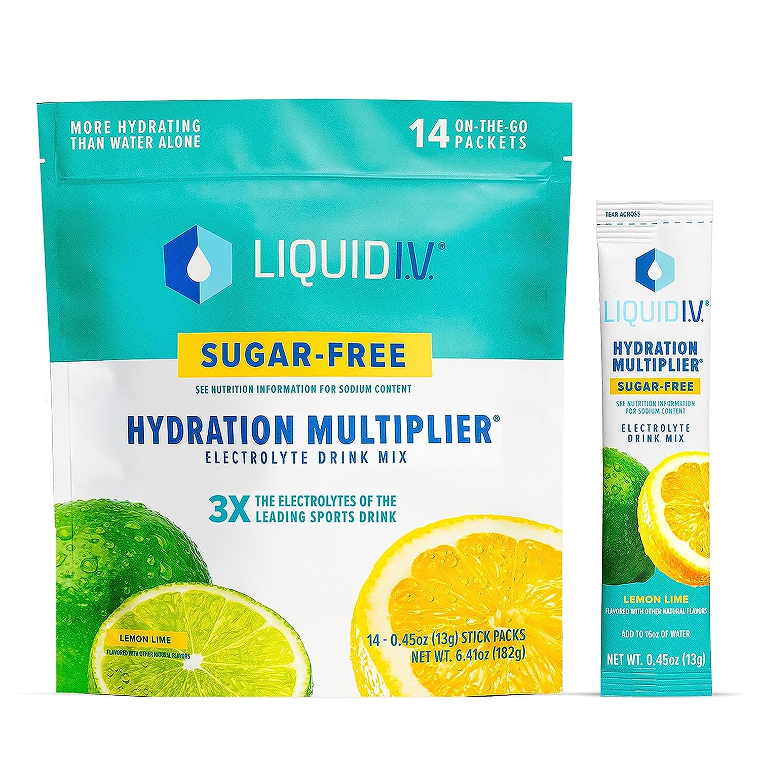 Liquid I.V. + Sugar-Free Hydration Multiplier – Lemon Lime 14 Sticks