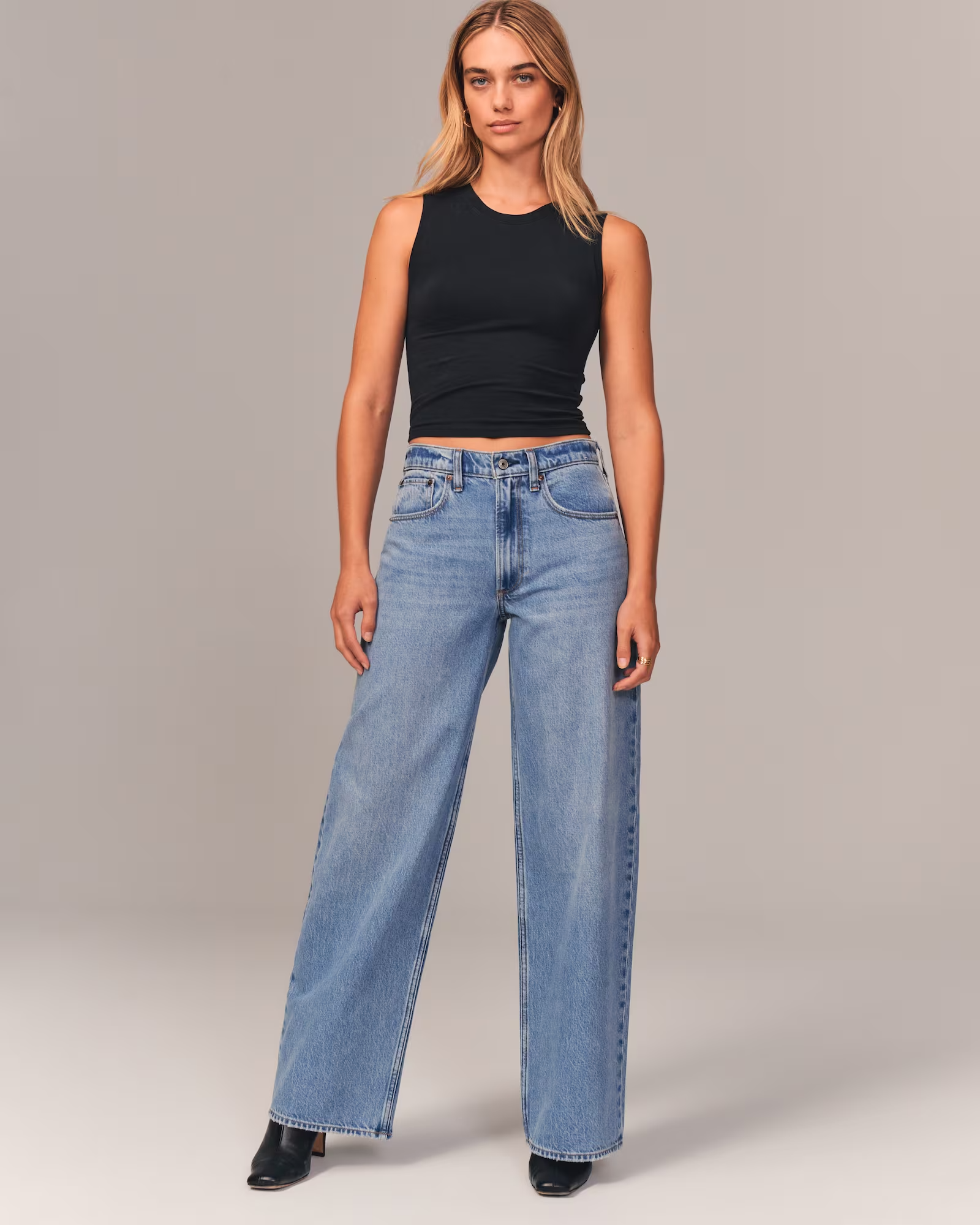 Abercrombie + Mid Rise Ultra Wide Leg Jean