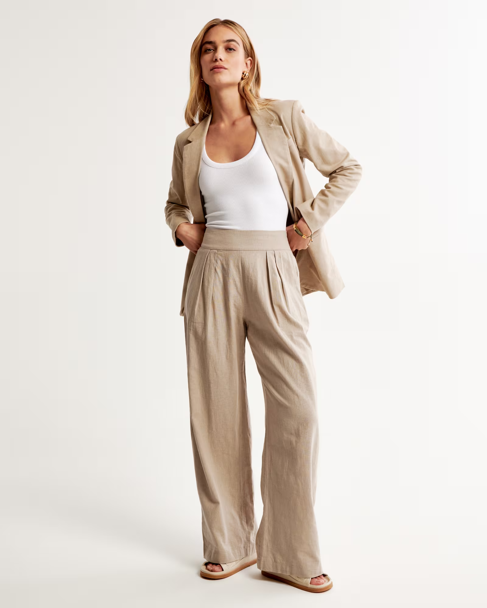 Abercrombie Linen Blend Ultra Wide Leg Pant