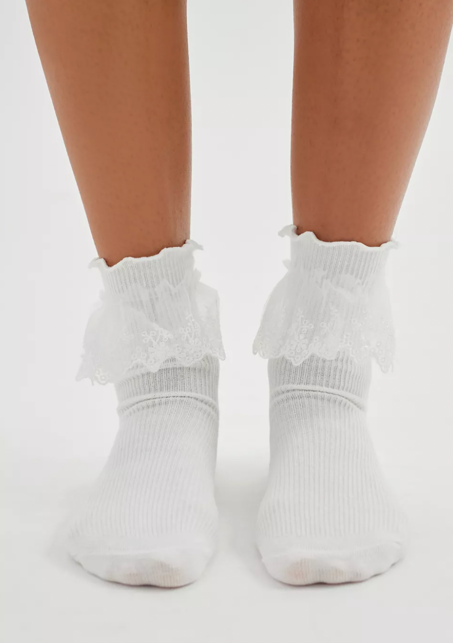 Urban Outfitters + Ruffle Ribbed Crew Sock